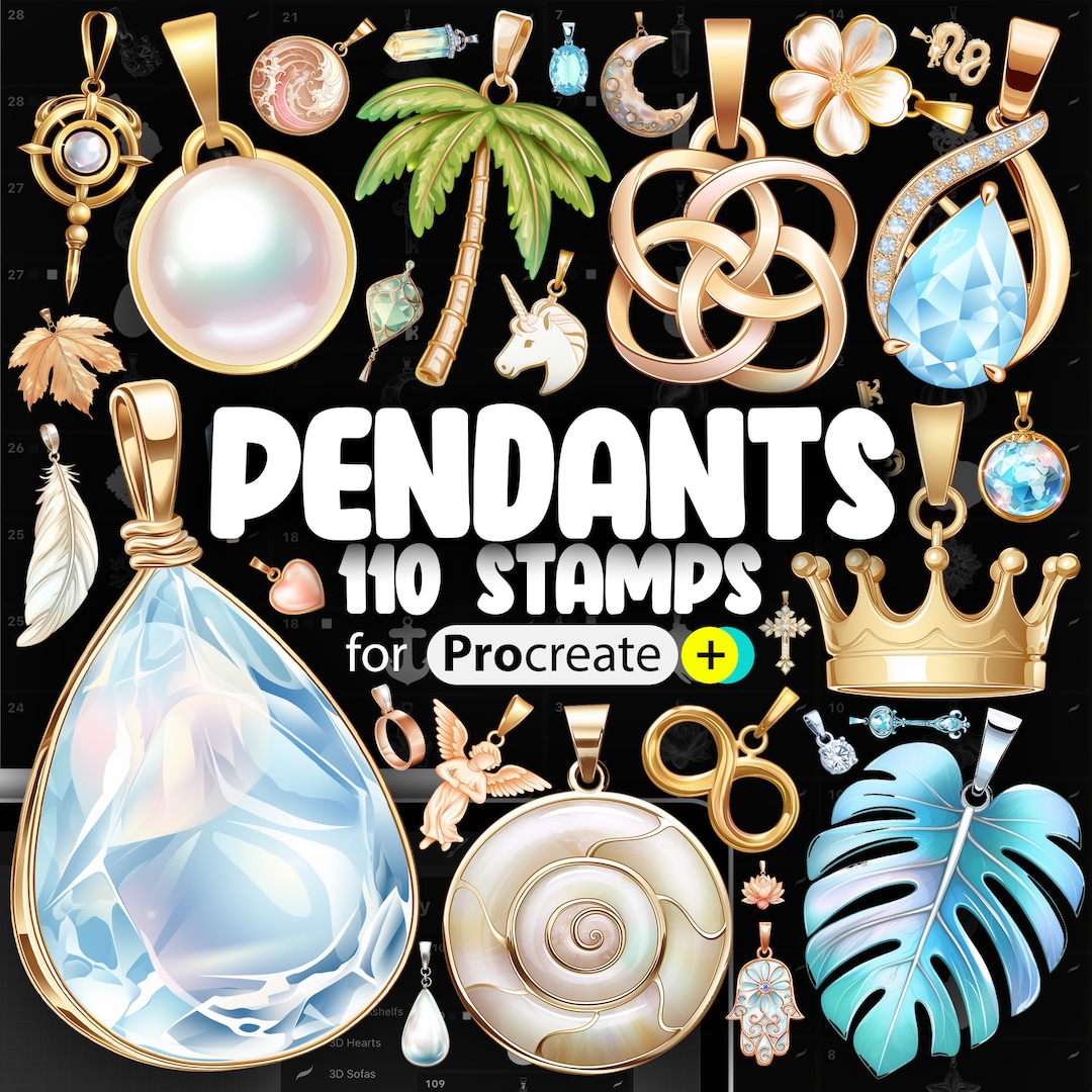 110 Procreate Pendants Stamp Brushes | Procreate Jewelry Brushes ...