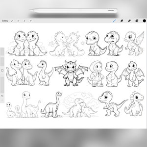 150 Procreate Cute Dinosaurs Stamps | Procreate Dino Stamp Brushes ...