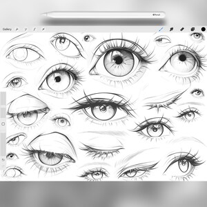 100 Procreate Eyes Stamp Brushes | Procreate Realistic Anime Eyes ...