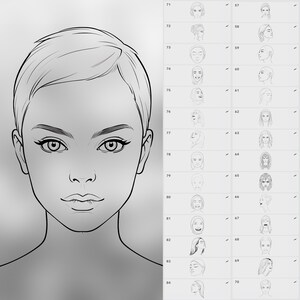 110 Procreate Female Head Stamps Part -3 | Procreate Woman Head Stamp ...