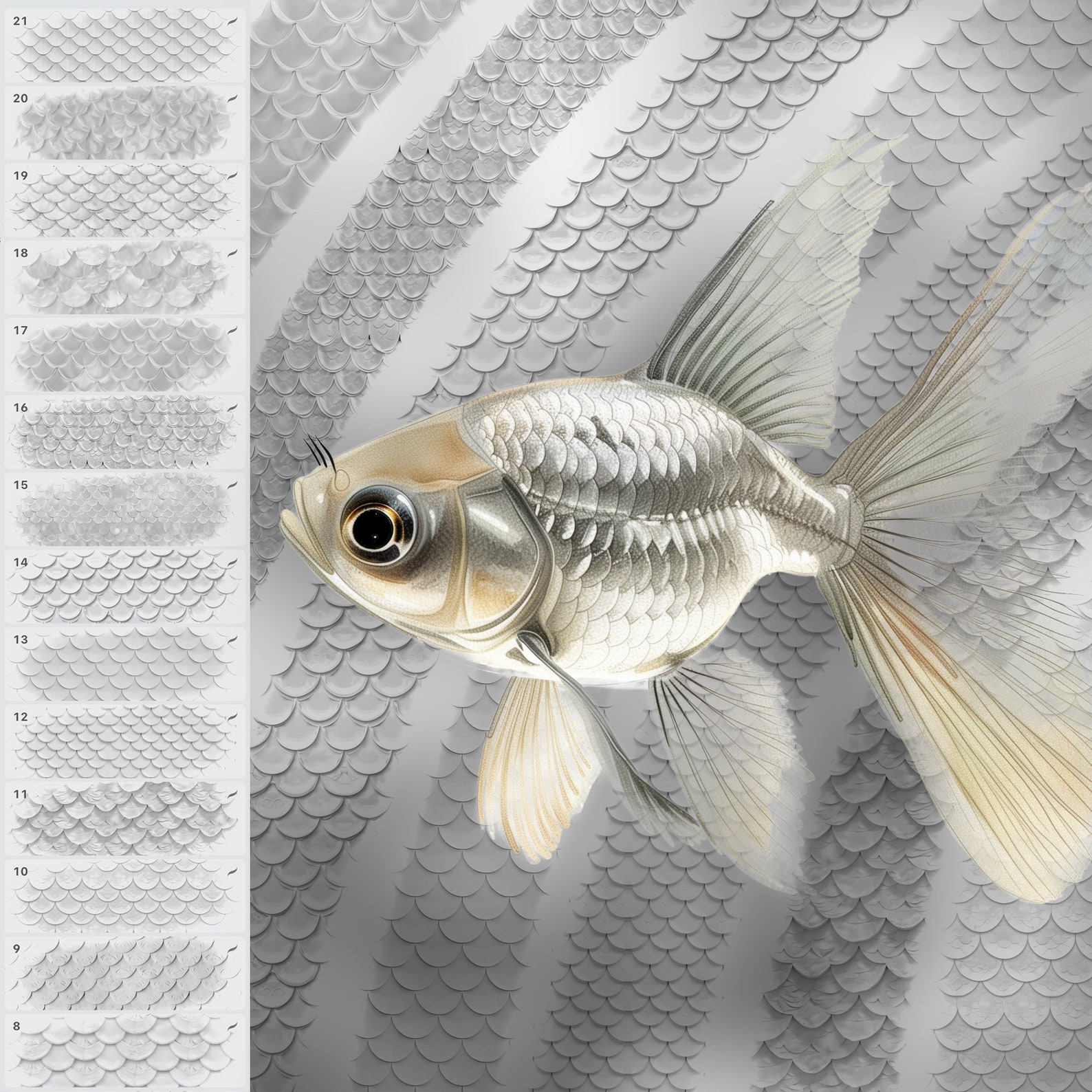 100 Procreate Fish Scales Brushes | Procreate Snake Scales Brushes ...