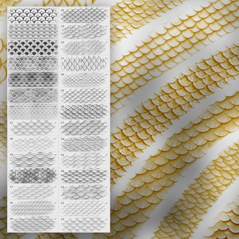 100 Procreate Fish Scales Brushes | Procreate Snake Scales Brushes ...