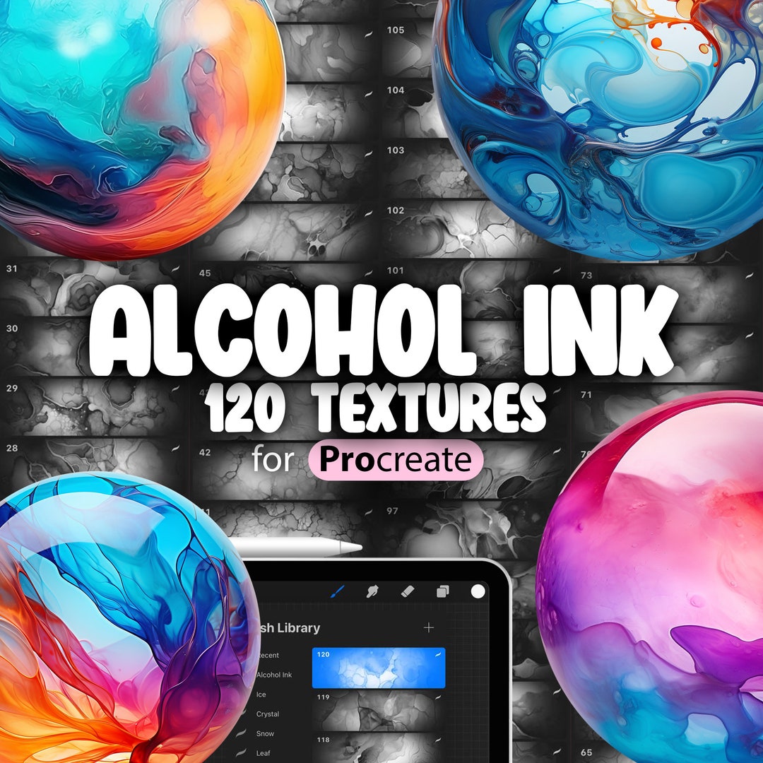 120 Procreate Alcohol Ink Textures | Abstract Realistic Alcohol Ink ...