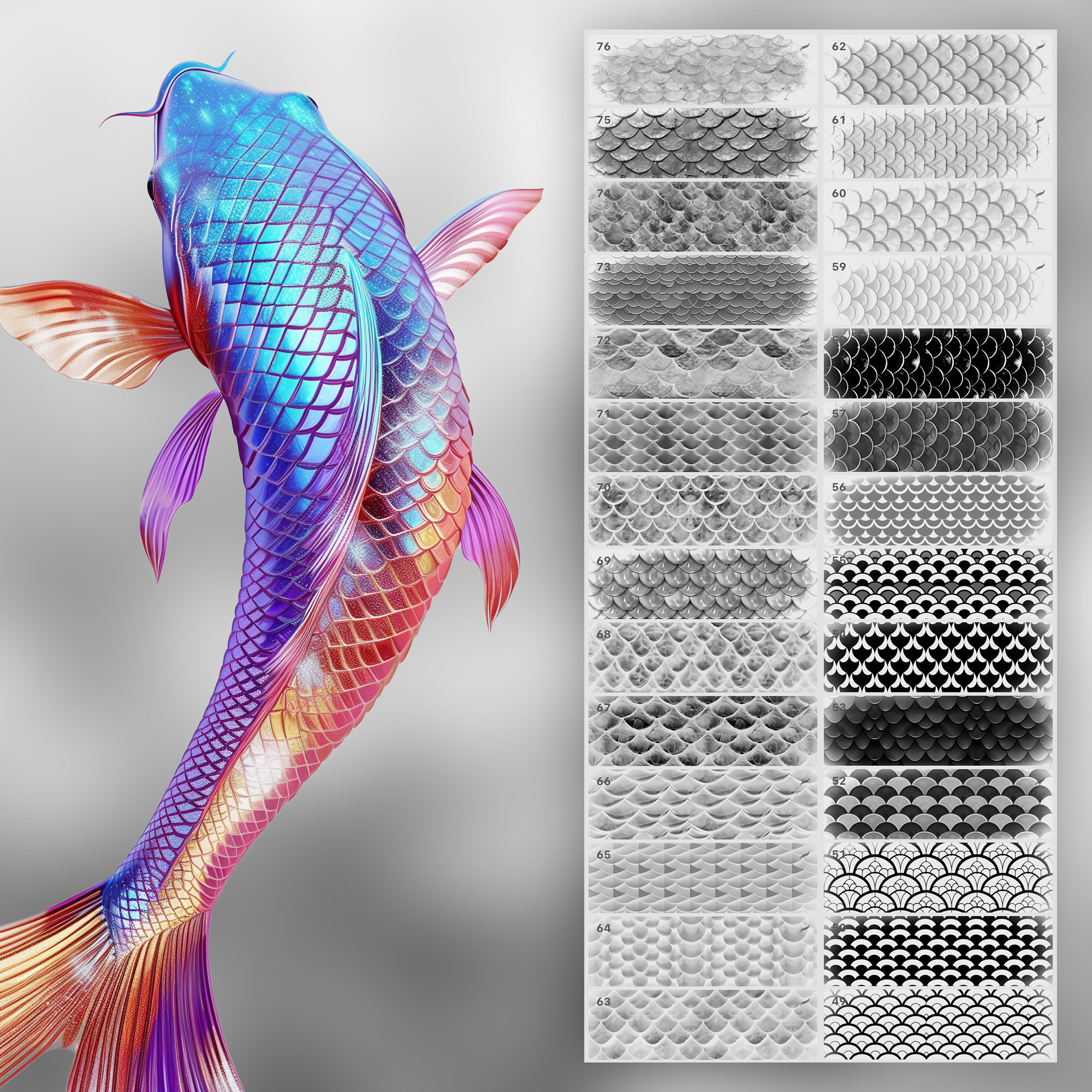 100 Procreate Fish Scales Brushes | Procreate Snake Scales Brushes ...