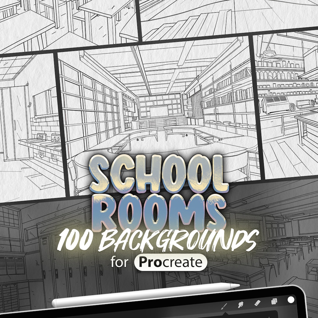 100 Procreate Rooms in School Stamps Procreate Classrooms Backgrounds ...