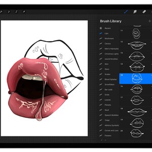 20 Sexy Lips Procreate Stamp Brushes, Procreate Lip Stamp, Procreate ...