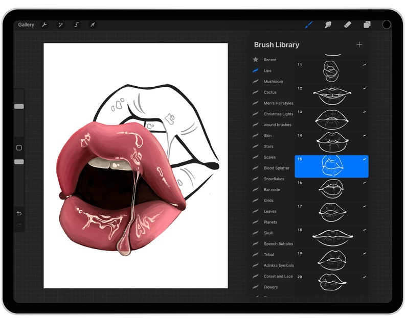 20 Sexy Lips Procreate Stamp Brushes Procreate Lip Stamp - Etsy