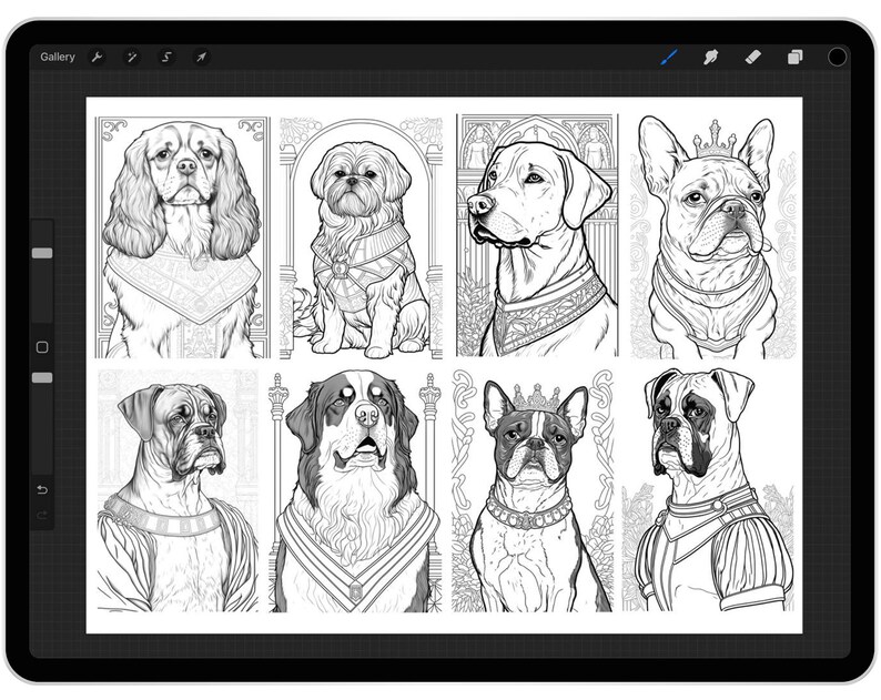 60 Procreate Dog Renaissance Portraits Stamp Brushes, Procreate Royal ...
