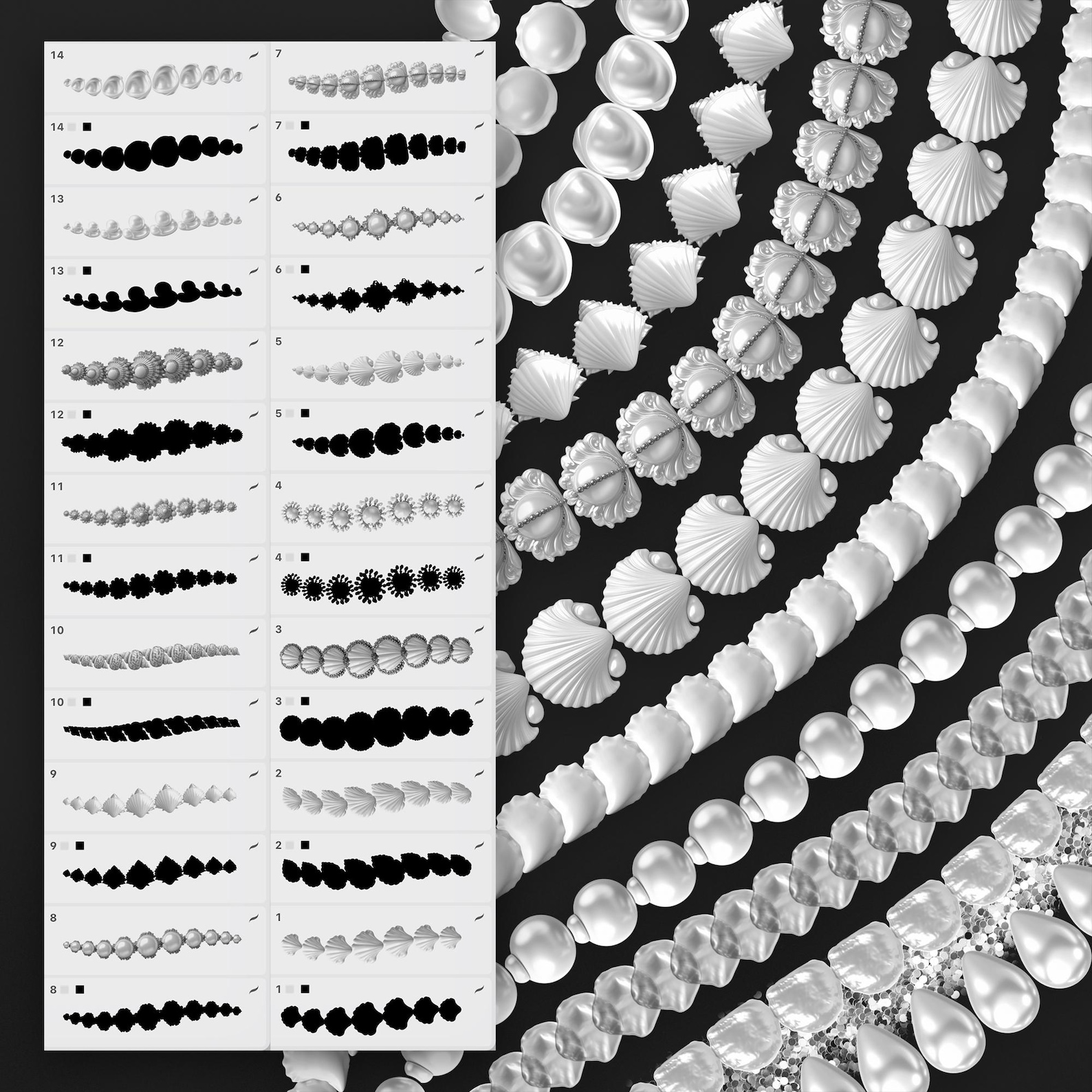 100 Procreate 2D Pearls Brushes | Pearl Necklace Brush Set | Procreate ...