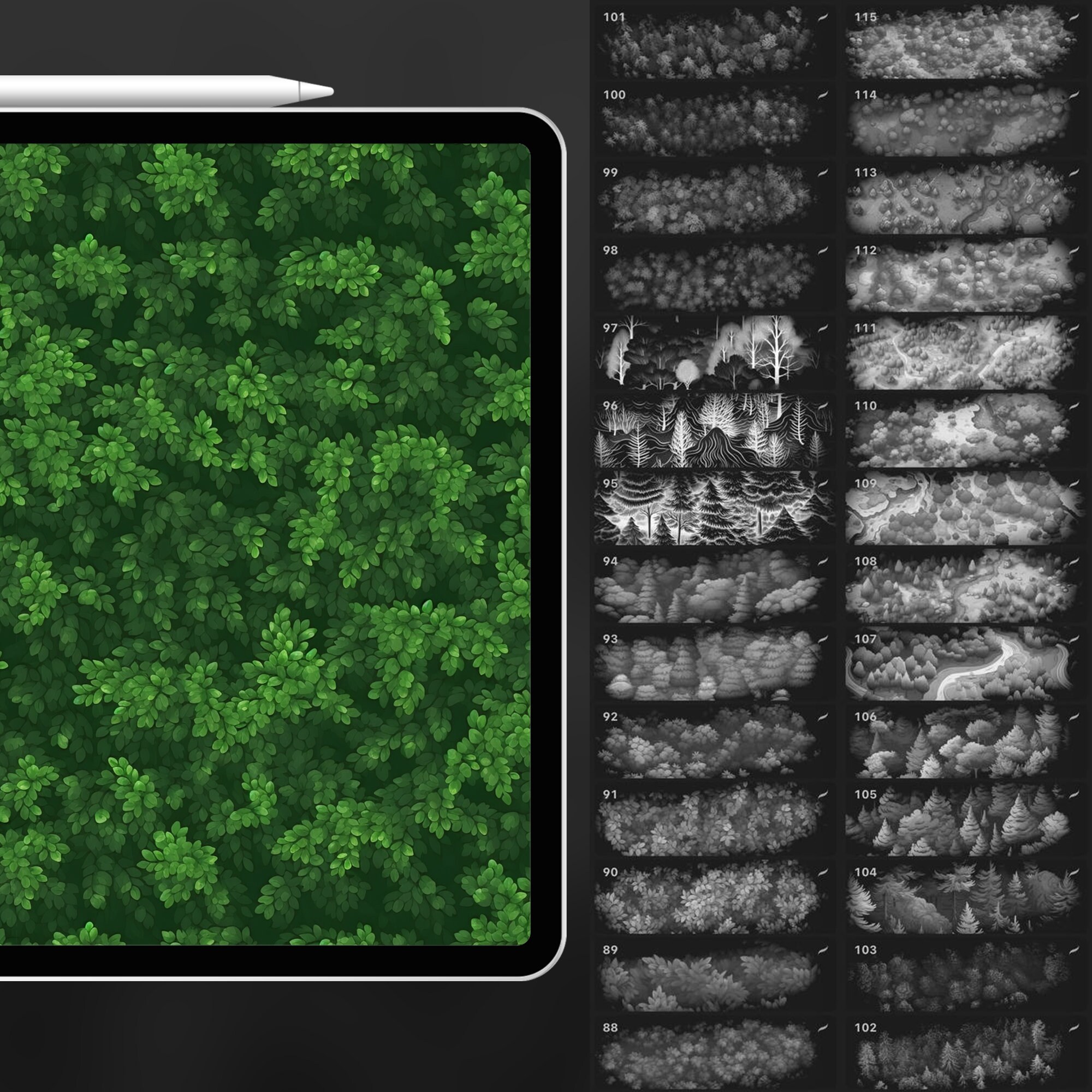 110 Procreate Forest Textures | Treetops Procreate Seamless Texture ...