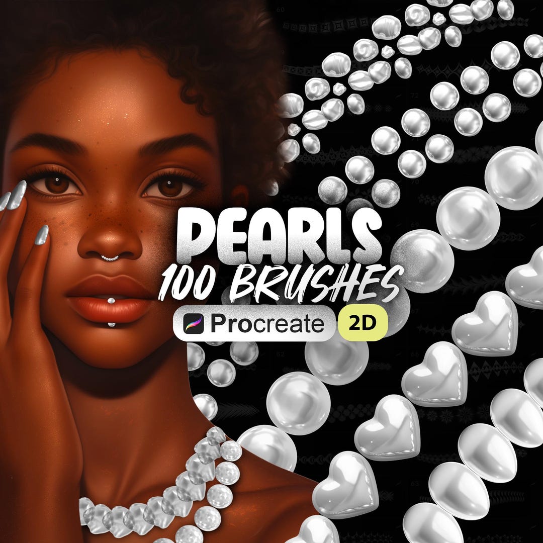 100 Procreate 2D Pearls Brushes | Pearl Necklace Brush Set | Procreate ...
