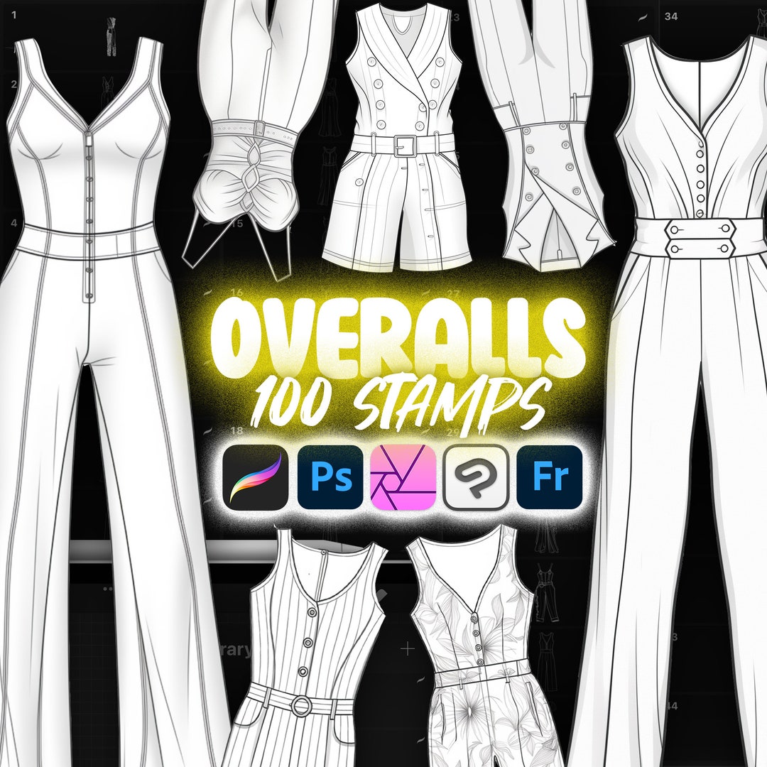 100 Procreate Overalls Stamp Brushes | Procreate Clothing Stamp Brushes ...