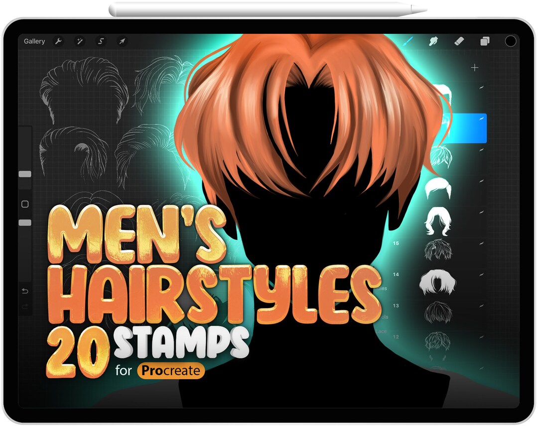 20 Procreate Men's Hairstyles Stamp Brushes, Procreate Fashion ...