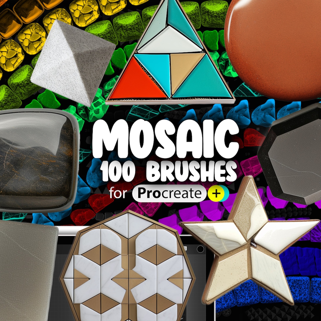 100 Procreate Mosaic Brushes | Procreate Tile Brush | Procreate Brick Brush | Procreate Stone ...