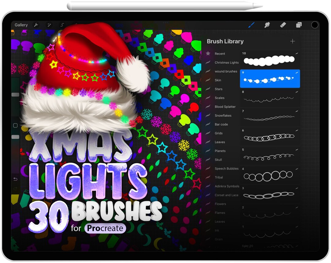 30 Procreate Christmas Lights Brushes Procreate Xmas Lights - Etsy