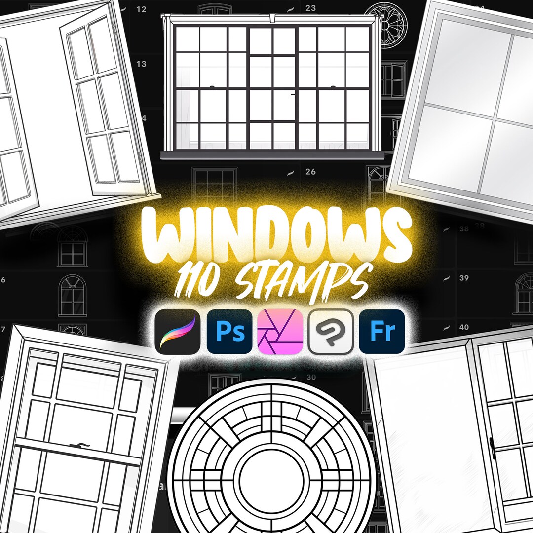 110 Procreate Window Stamps | Procreate Double-hung Windows Stamps ...