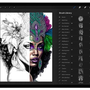 50 Procreate Mardi Gras Stamp Brushes, Procreate Girl Woman Female ...