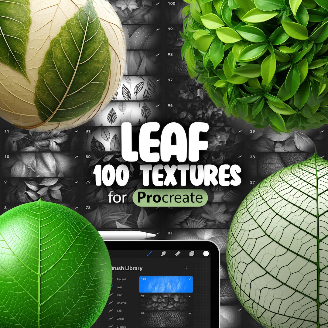 100 Procreate Leaf Textures | Foliage Procreate Texture Seamless ...