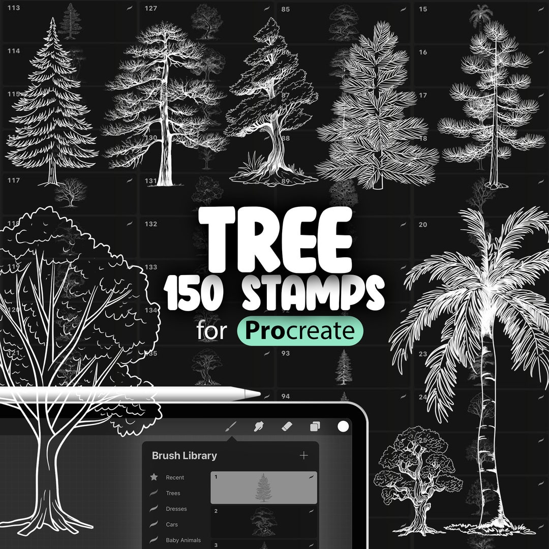 150 Procreate Tree Stamps Realistic Tree Brushes for Procreate ...