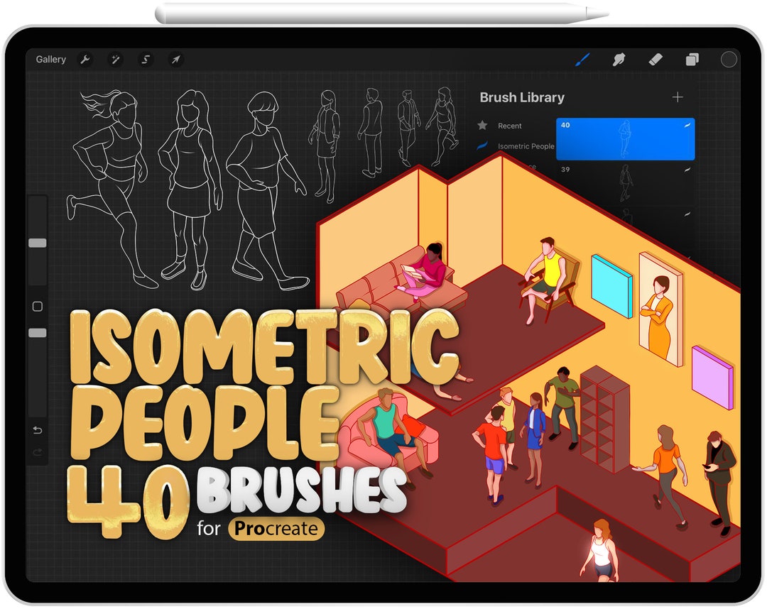 40 Isometric People Brush for Procreate, Room Isometric Brush for ...