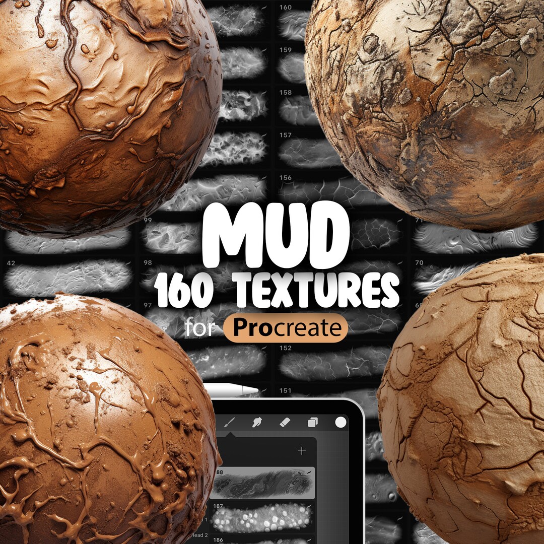 160 Procreate Mud Textures | Procreate Glossy Wet Mud Brush | Procreate ...