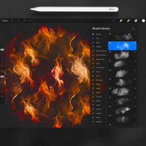 120 Procreate Fire Textures | Realistic Flames Procreate Seamless ...