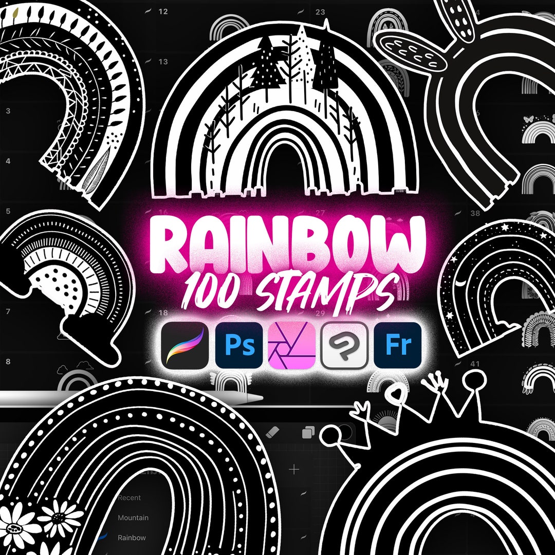 100 Procreate Rainbow Stamps - Etsy