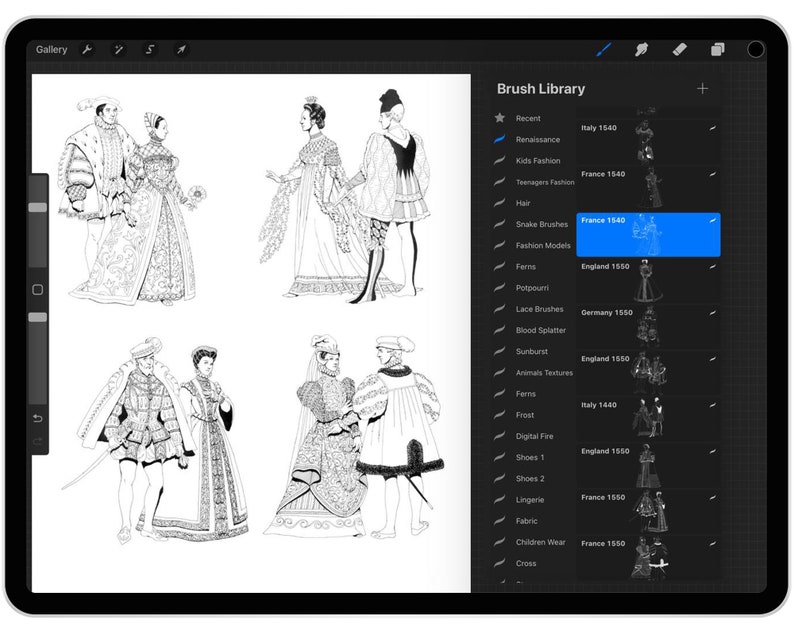 39 Procreate Renaissance Fashion Stamp Brushes 39 Photoshop - Etsy