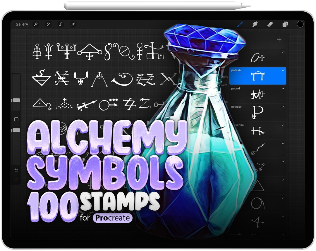 100 Procreate Alchemy Symbols Stamp Brushes, 100 Photoshop Alchemy ...
