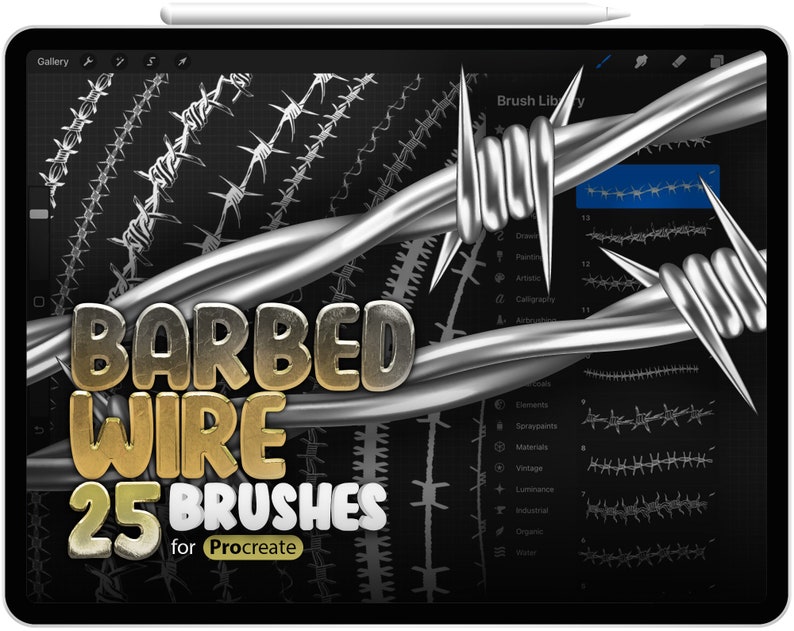 25 Procreate Barbed Wire Brushes Barbed Wire Stamp for - Etsy