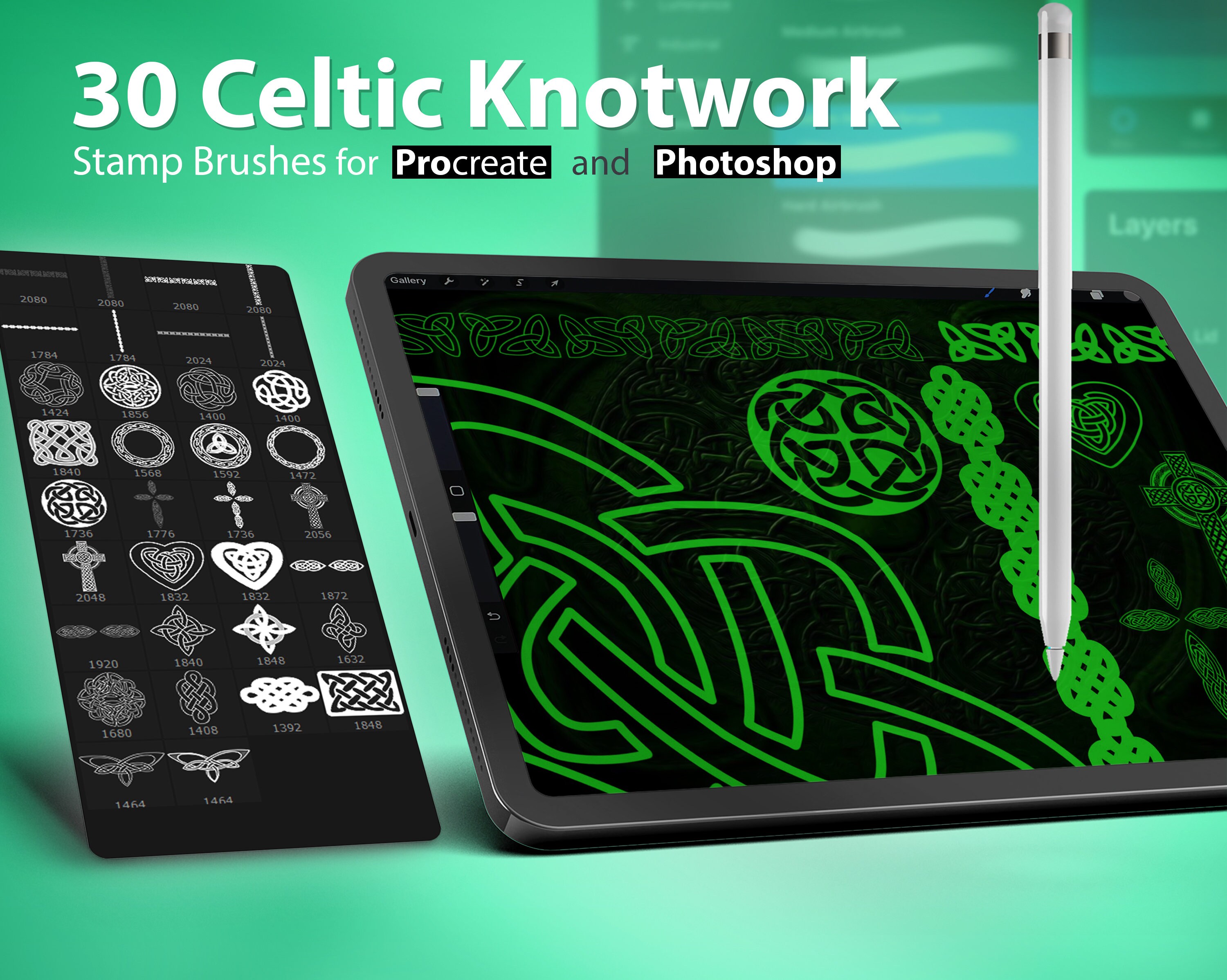 30 Procreate Celtic Knotwork Stamp Brushes 30 Photoshop - Etsy