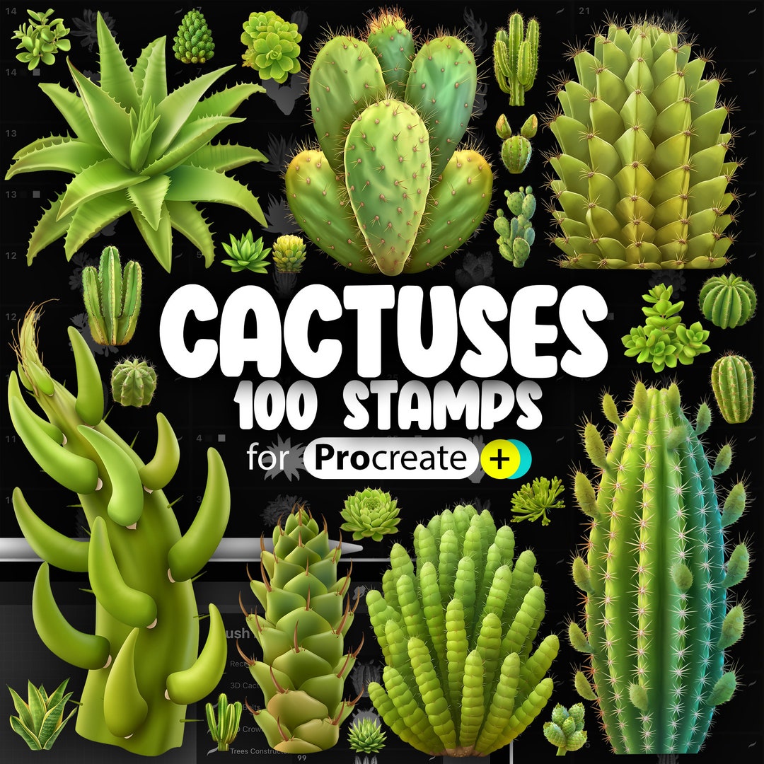 100 Procreate Cactuses Stamp Brushes | Procreate Plant Stamps ...