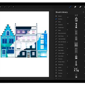 30 Building Maker Brush for Procreate, Street Builder Stamps for ...