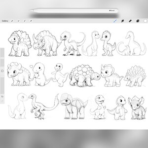 150 Procreate Cute Dinosaurs Stamps | Procreate Dino Stamp Brushes ...