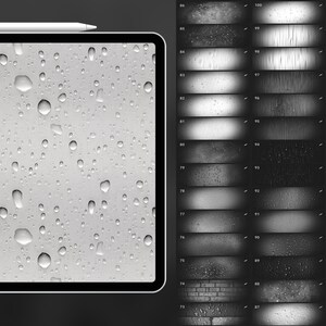 100 Procreate Rain Textures | Light Drizzle Procreate Texture Seamless Brushes | Heavy Rain ...
