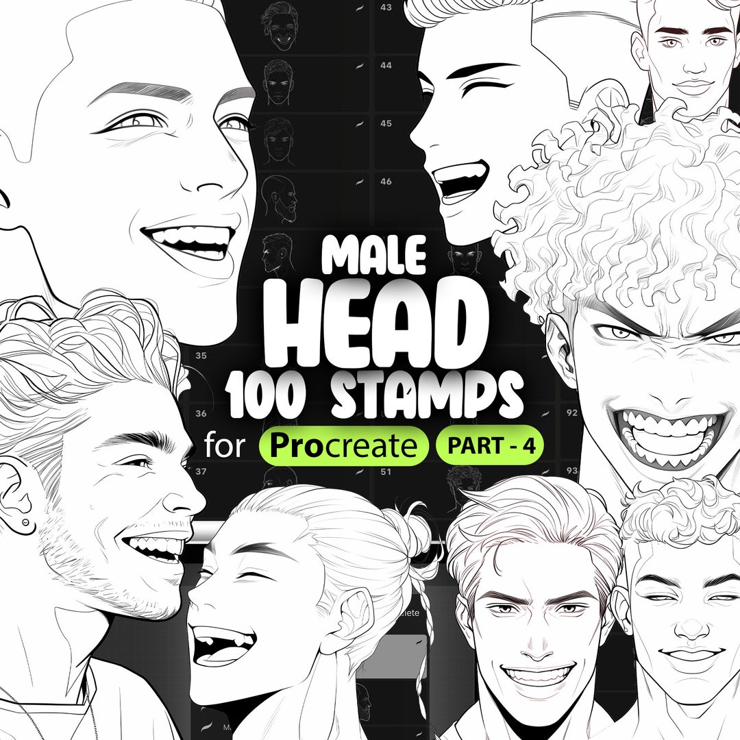 100 Procreate Male Head Stamps Part -4 | Procreate Men Head Stamp ...