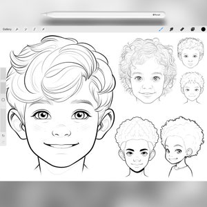 160 Procreate Young Child Boy Head Stamp Brushes (aged 4-6) | Procreate ...