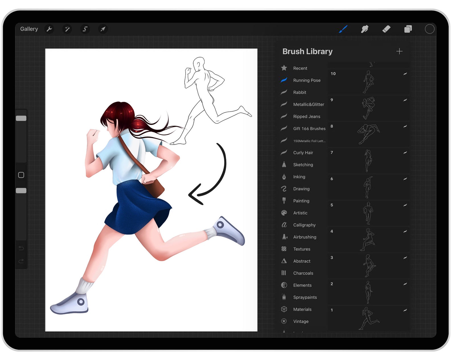 20 Running Pose Stamps for Procreate, Run Brushes for Procreate, Woman ...