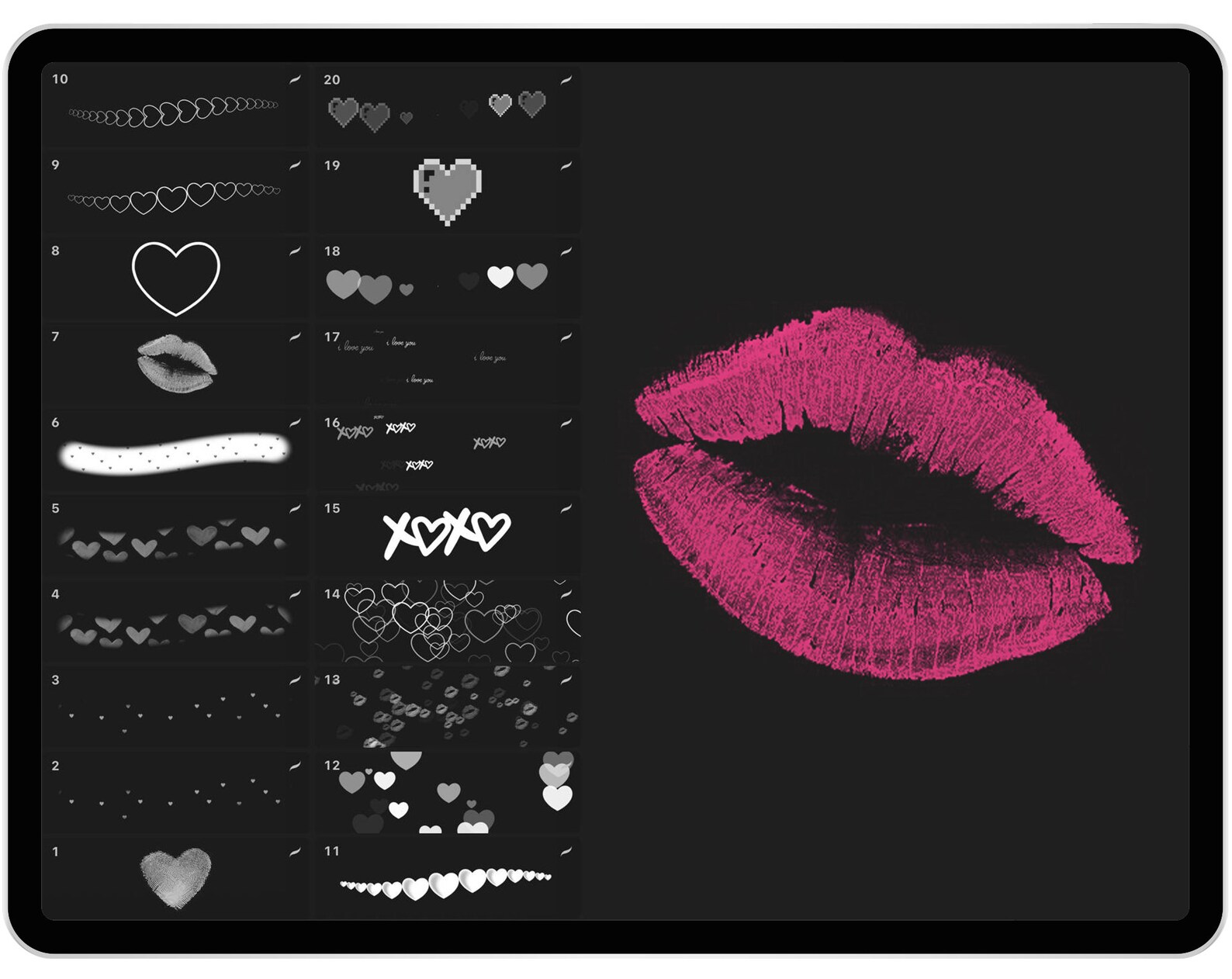 20 Procreate Valentine’s Day Brushes, Procreate Love Stamp Brushes ...