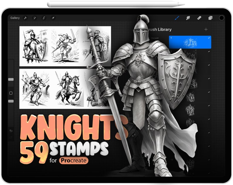 59 Procreate Knight Stamp Brushes Procreate Knights Battle - Etsy