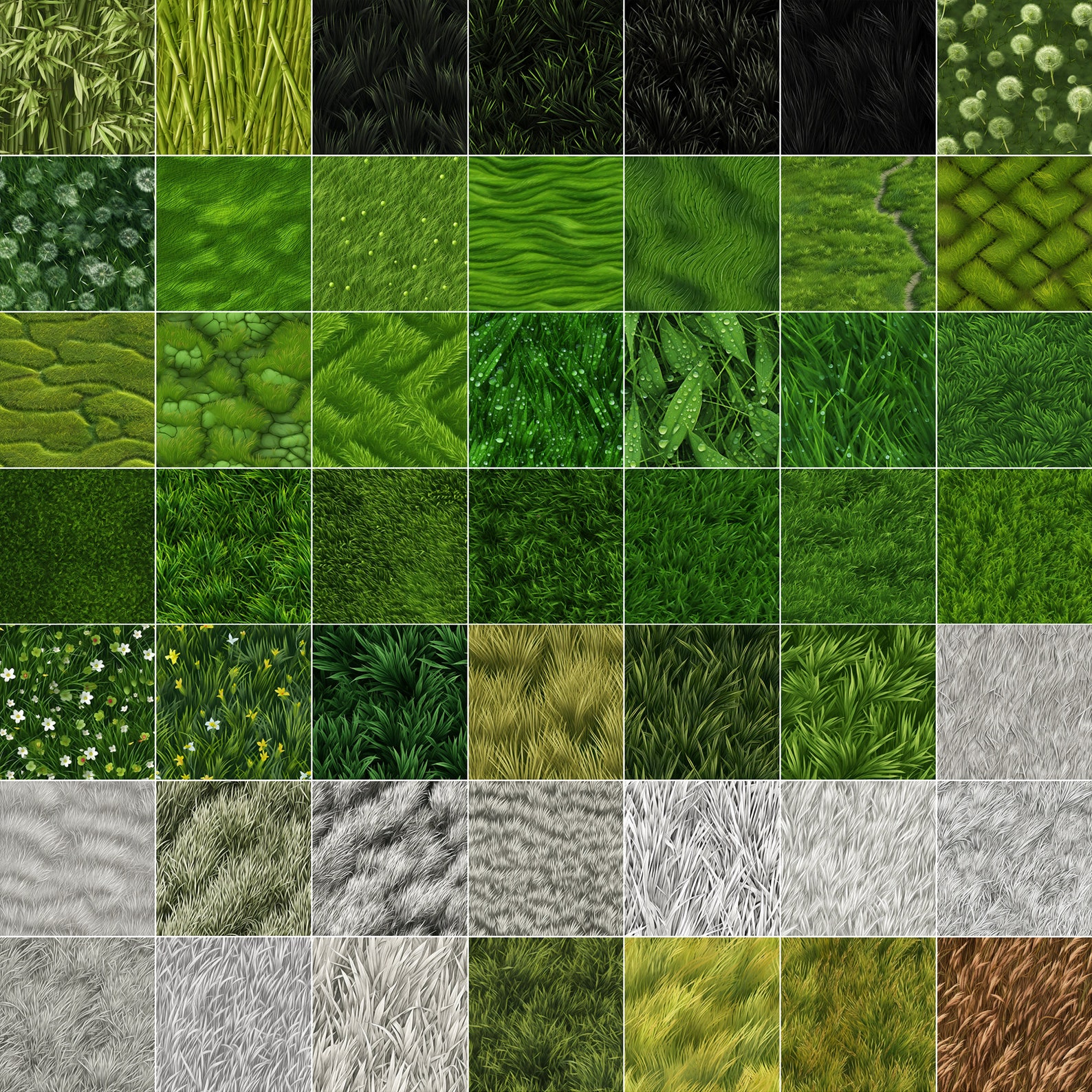 100 Procreate Grass Textures | Lush Green Procreate Texture Seamless ...