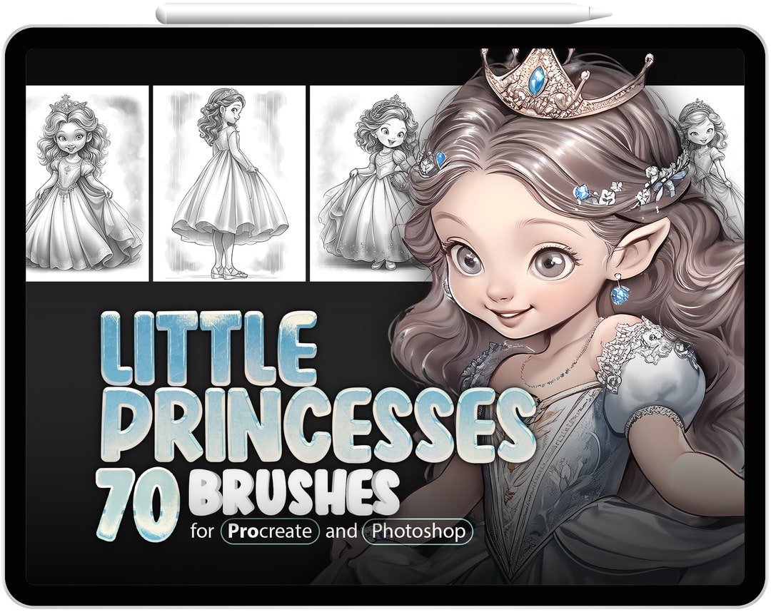 70 Little Princesses Procreate Brushes, 70 Little Princesses Photoshop ...