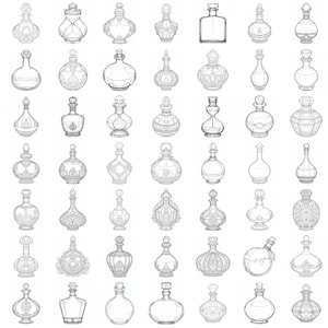 110 Procreate Potion Bottles Stamp Brushes | Photoshop Magic Bottle ...