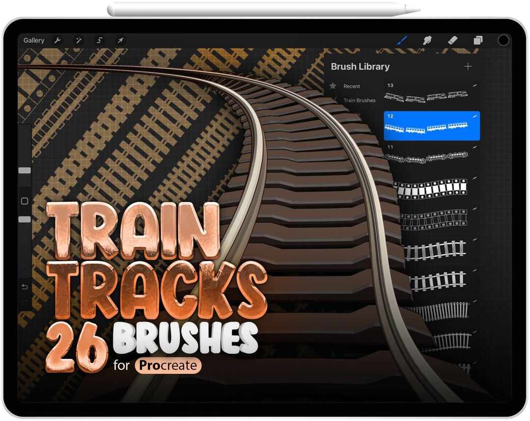 26 Procreate Train Track Brushes, Procreate Train Track Stamps, Tram ...