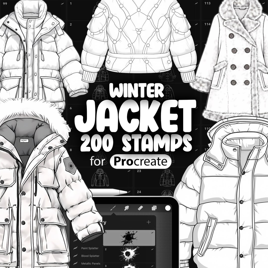 200 Procreate Winter Jacket Stamps | Procreate Clothes Stamp Brushes ...