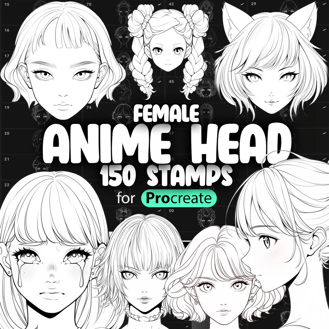 150 Procreate Anime Female Head Stamps Procreate Anime Girls Head Stamp ...