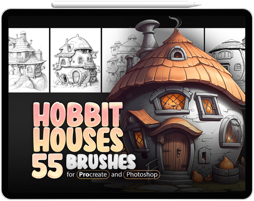 55 Hobbit Houses Procreate Brushes, 55 Hobbit Houses Photoshop Brushes ...