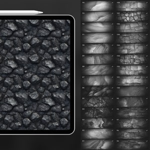 130 Procreate Stone Textures | Stone Procreate Texture Seamless Brushes | Interior Procreate ...