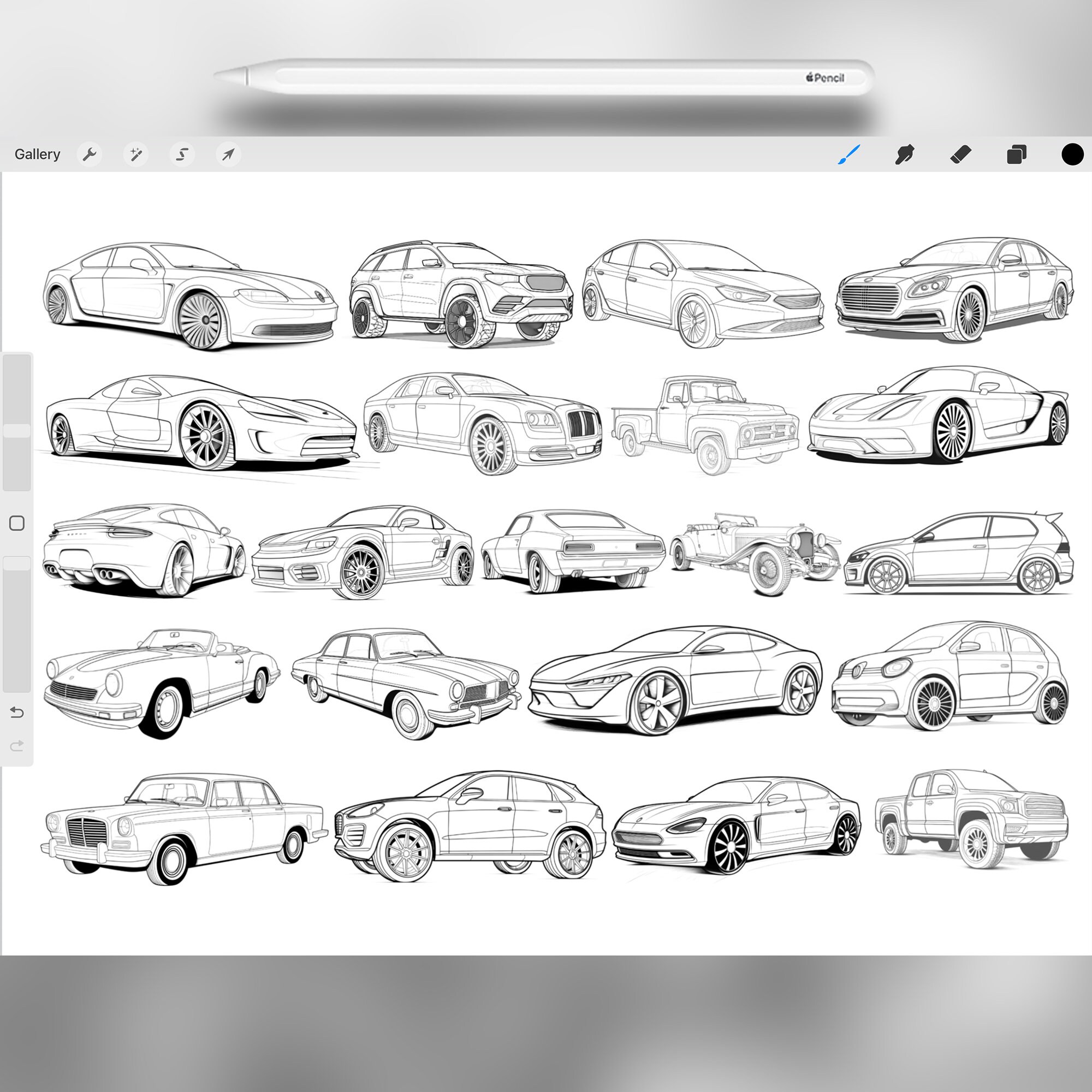 120 Procreate Cars Stamps | Procreate Sport Car Stamp Brushes ...