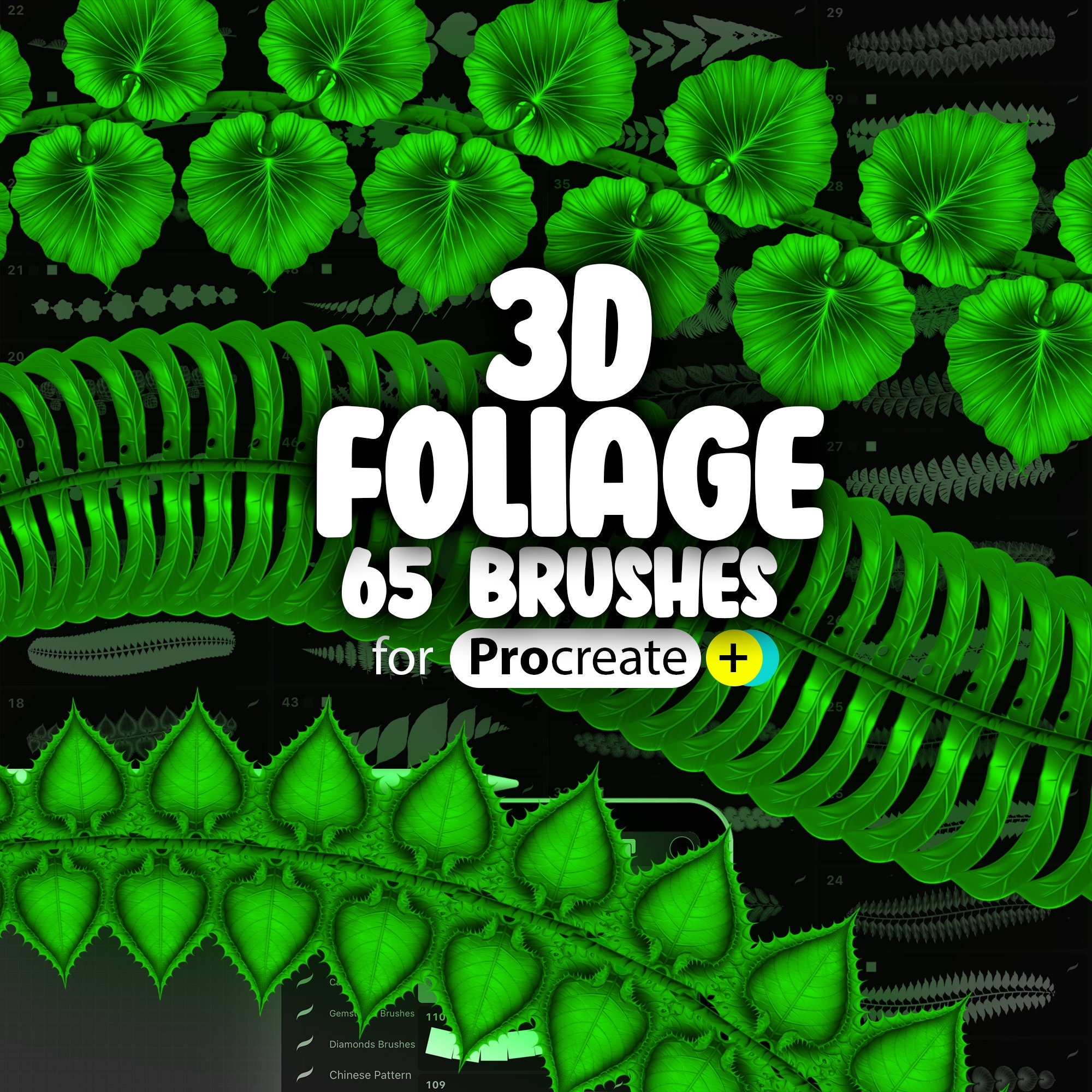 65 Procreate 3D Foliage Brushes | Procreate Leaves Brushes | Procreate ...